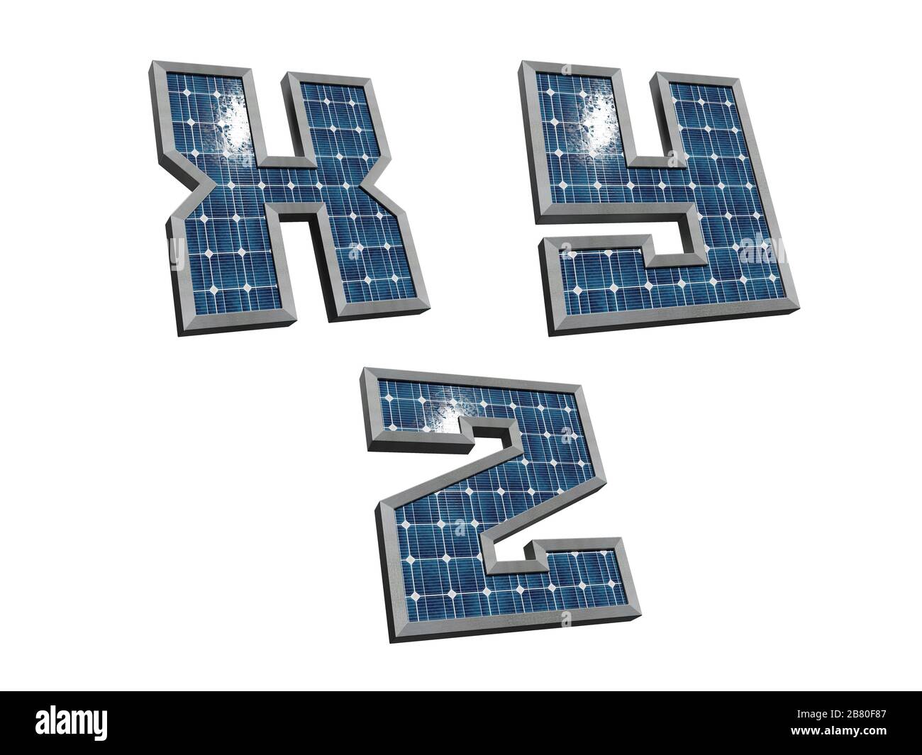 3D render of solar panel alphabet, letters X to Z Stock Photo - Alamy
