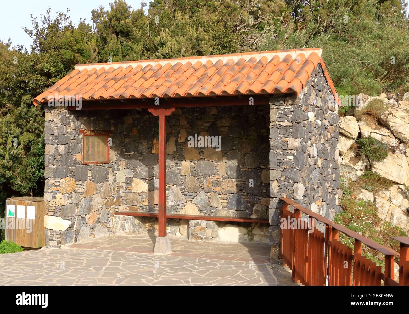 Rural bus stop of stone in la gomera in Spain Stock Photo - Alamy