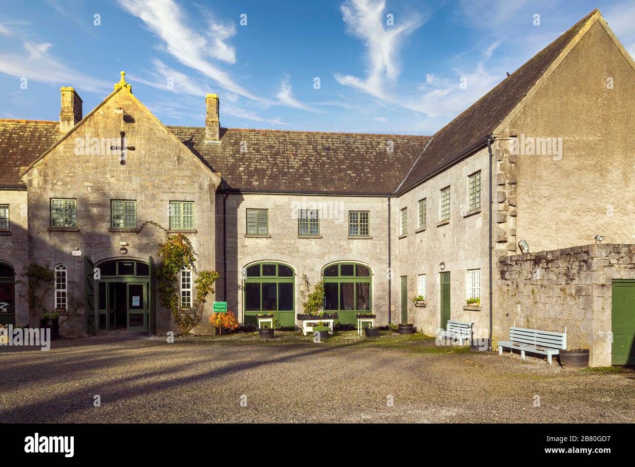 This image presents the courtyard of Birr Castle in County Offaly ...