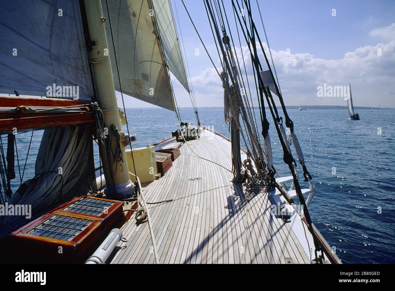 The deck looking forward aboard J Class yacht "Velsheda" after first ...