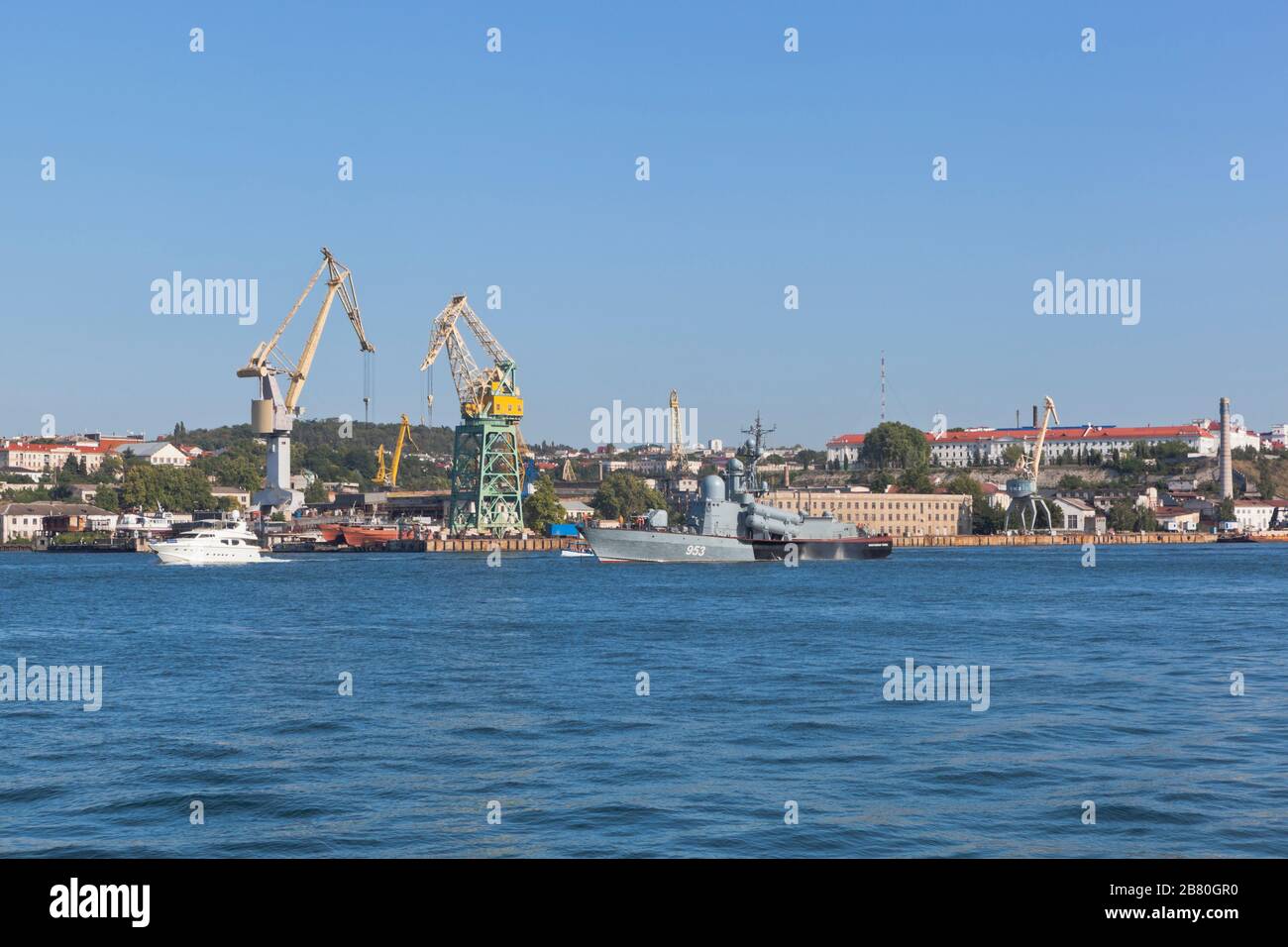 Sevastopol, Crimea, Russia - July 26, 2019: R-239 missile boat on the ...