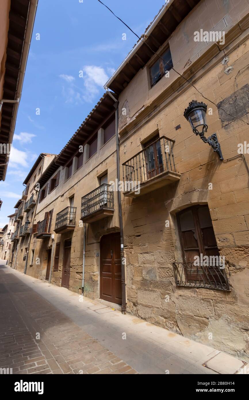 Medieval streets and stone houses in Laguardia village, Alava, Spain ...