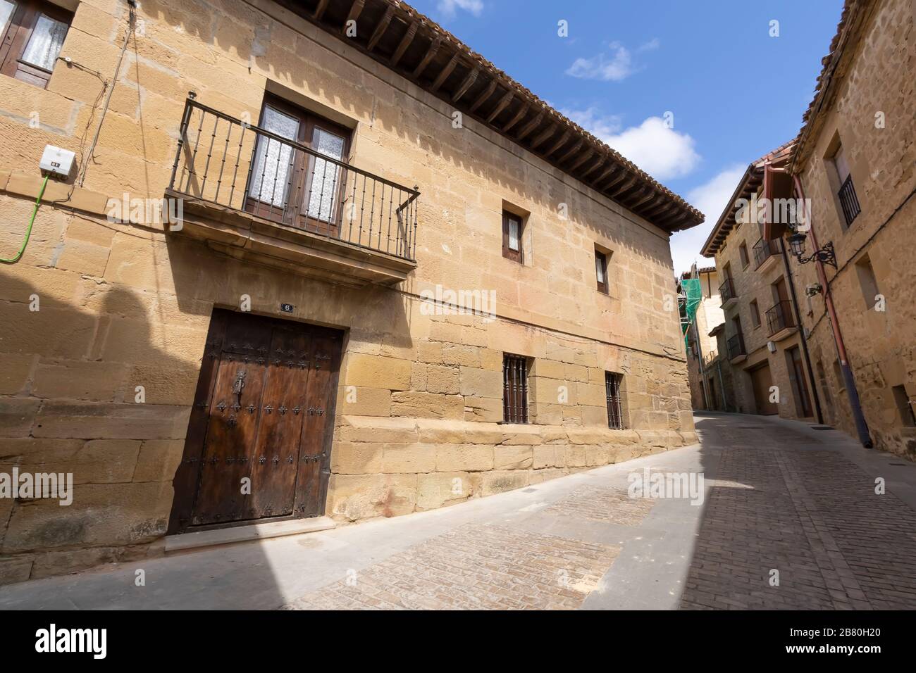 Medieval streets and stone houses in Laguardia village, Alava, Spain ...