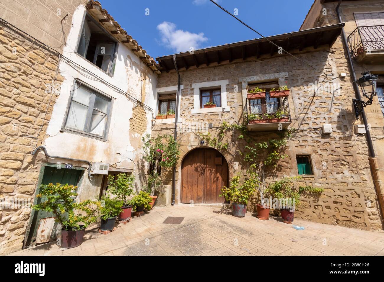 Laguardia, Spain; August/06/2020; Medieval streets and stone houses in ...