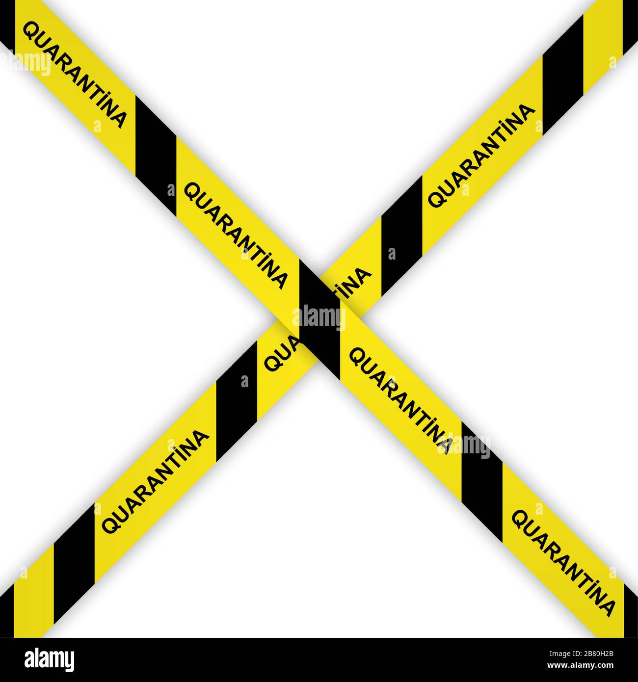 Quarantine strip isolated and quarantine text over white background ...