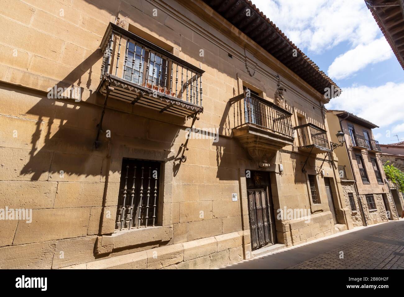 Laguardia, Spain; August/06/2020; Medieval streets and stone houses in ...