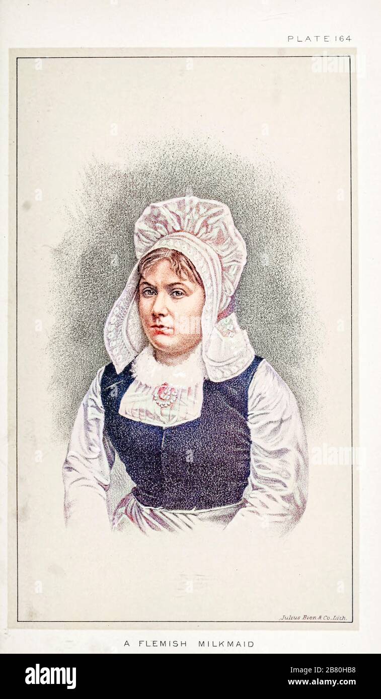 Portrait of a Flemish milkmaid in traditional clothes from Cattle and ...