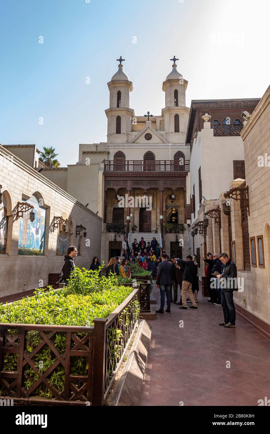 Cairo, Egypt - 25 Dec 2019: The courtyard in The Hanging Church ...