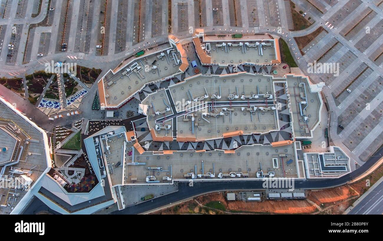 Roof technical area, central cooling system, commercial center ...