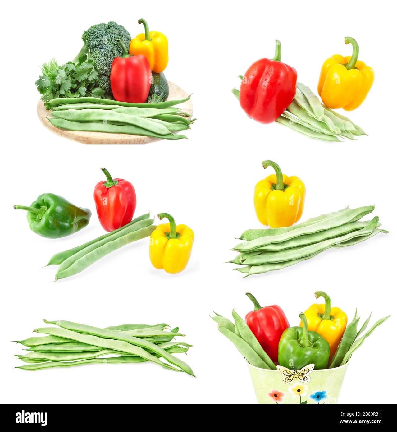 Set of images of fresh vegetables. Close-up on a white background Stock ...
