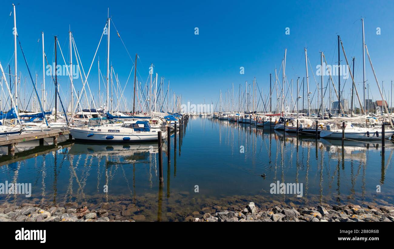 Heiligenhafen, Germany – 24. July 2019: Sailboat port and marina in ...