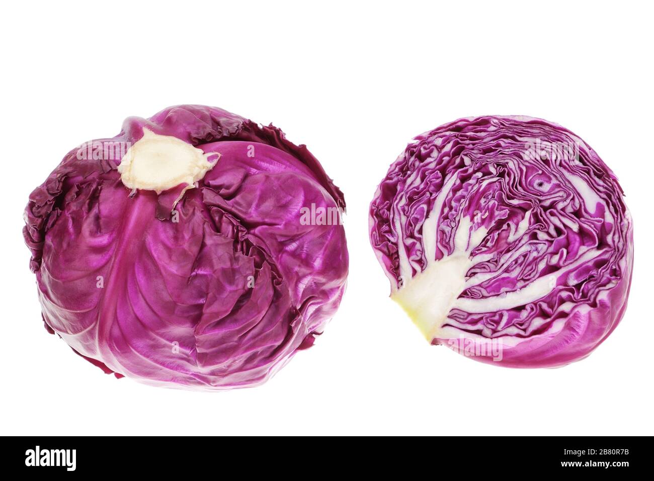 Purple and red cabbage in the cut. On a white background Stock Photo ...