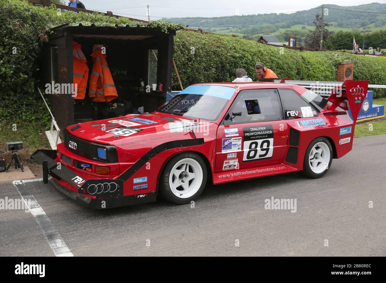 A short wheel base Audi Quattro on the start line at Shelsley Walsh ...