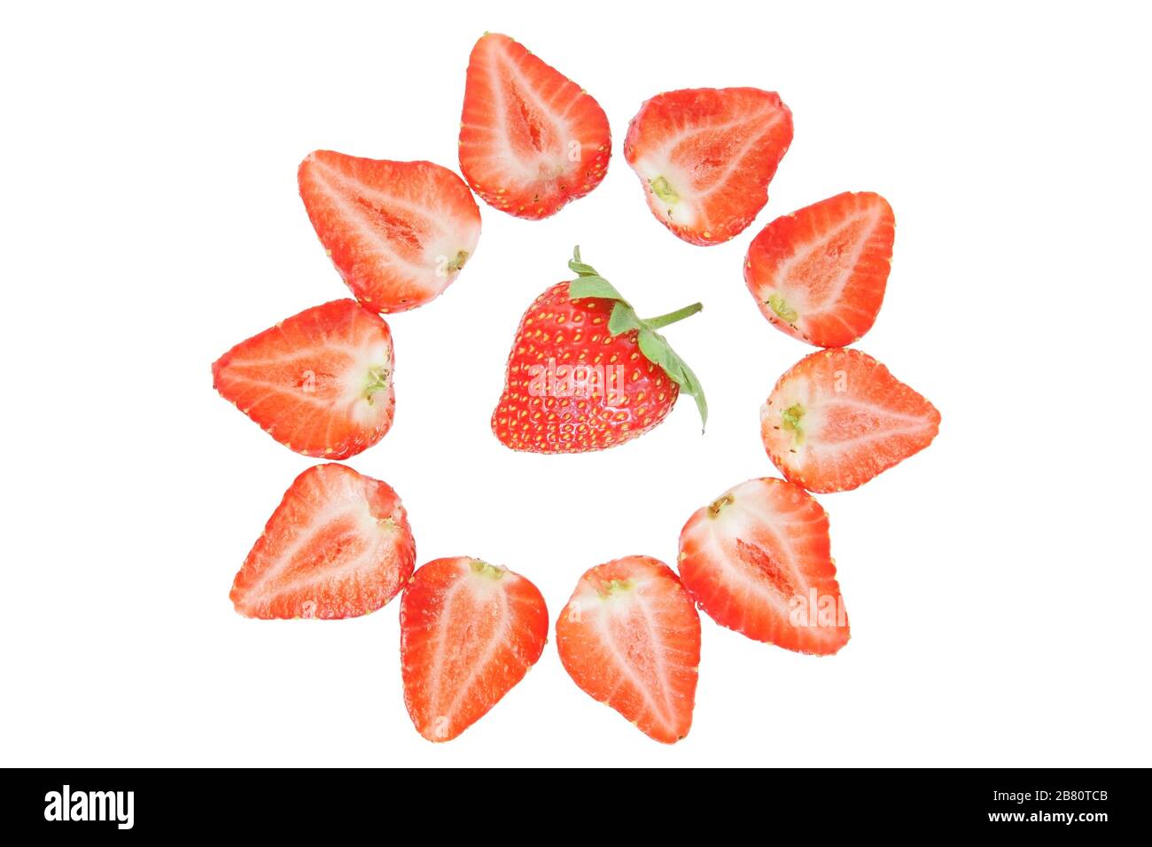 Round frame and closeup of strawberries on a white background Stock ...