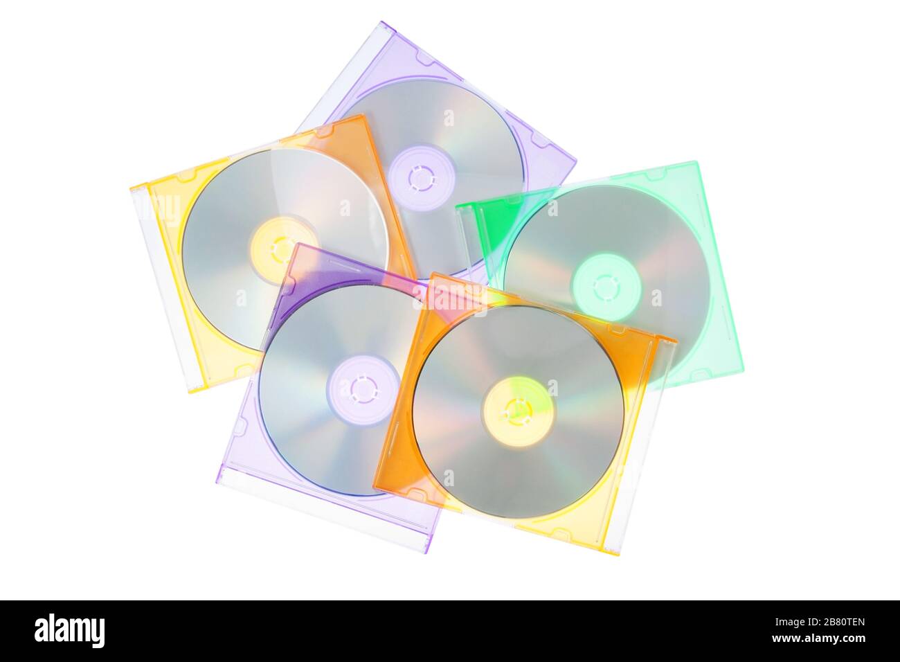 The group disks CD-DVD in the boxes. On a white background Stock Photo ...