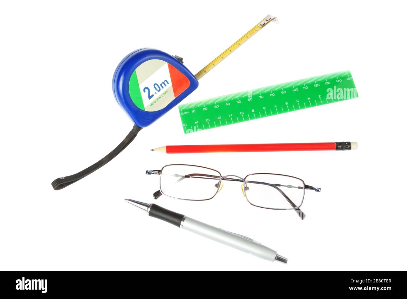A set of tools of the architect, engineer and student. On a white ...