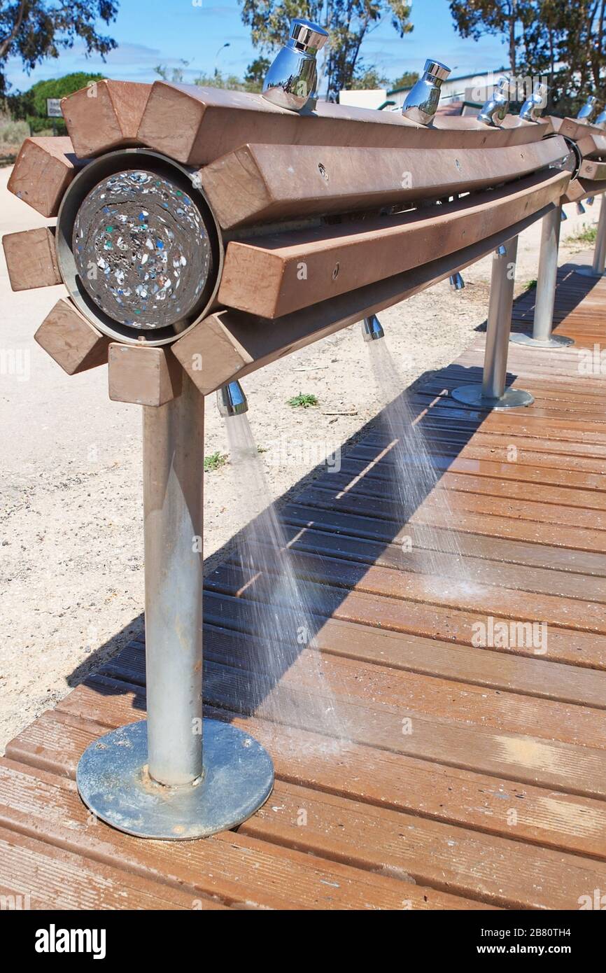 Outdoor shower for the feet after the beach Stock Photo - Alamy