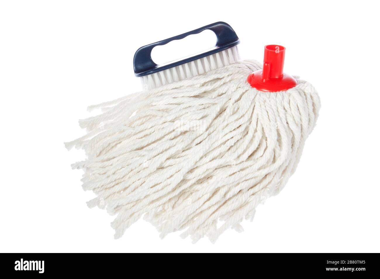 Brush and mop of rope on a white background Stock Photo - Alamy