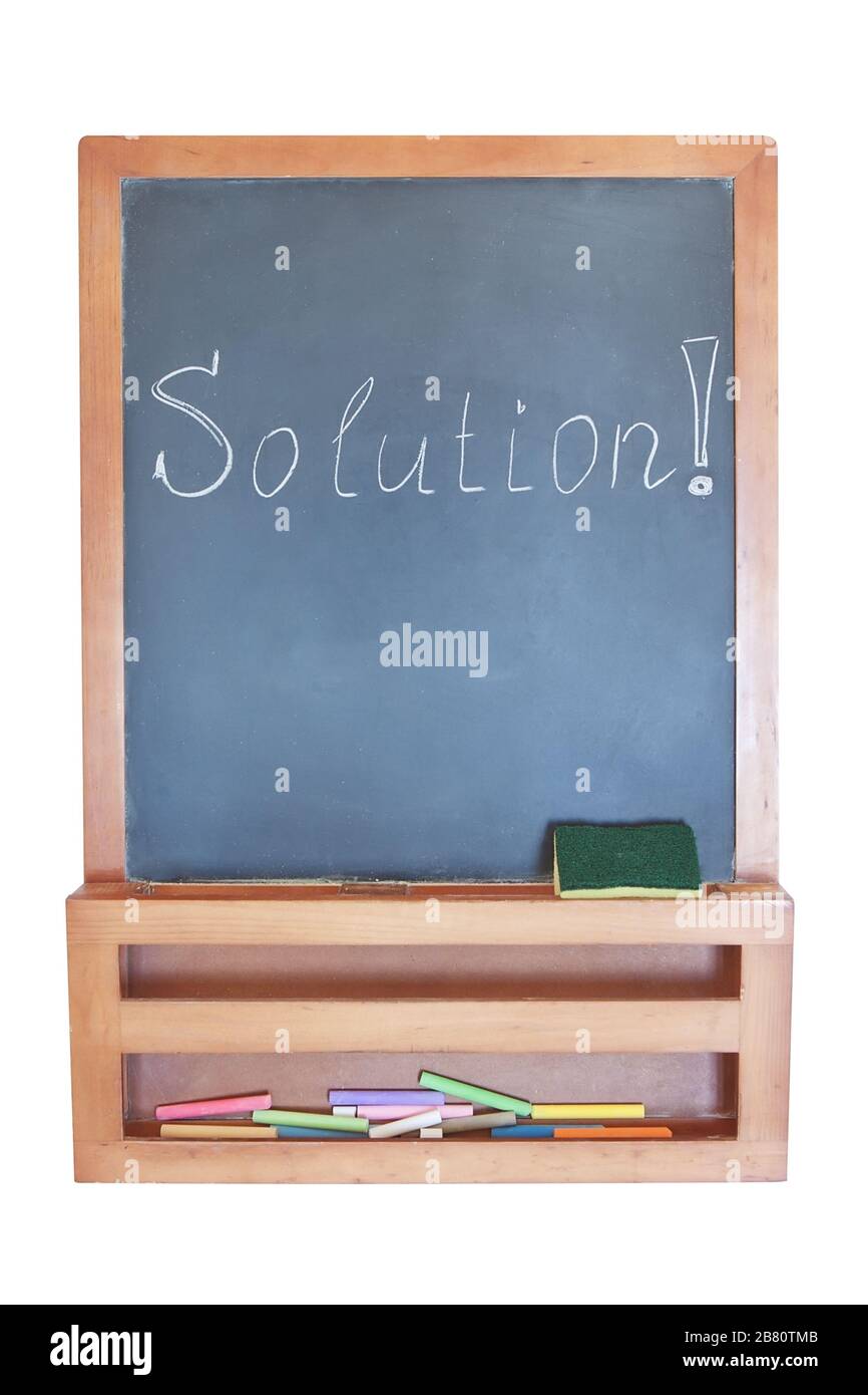 Solution-writing on the blackboard with chalk Stock Photo - Alamy