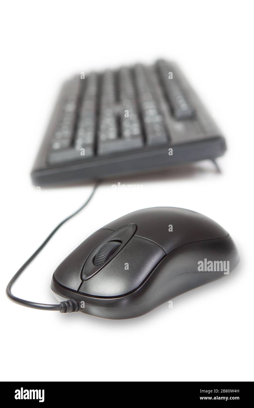 The mouse on the background of the keyboard. Isolated Stock Photo - Alamy