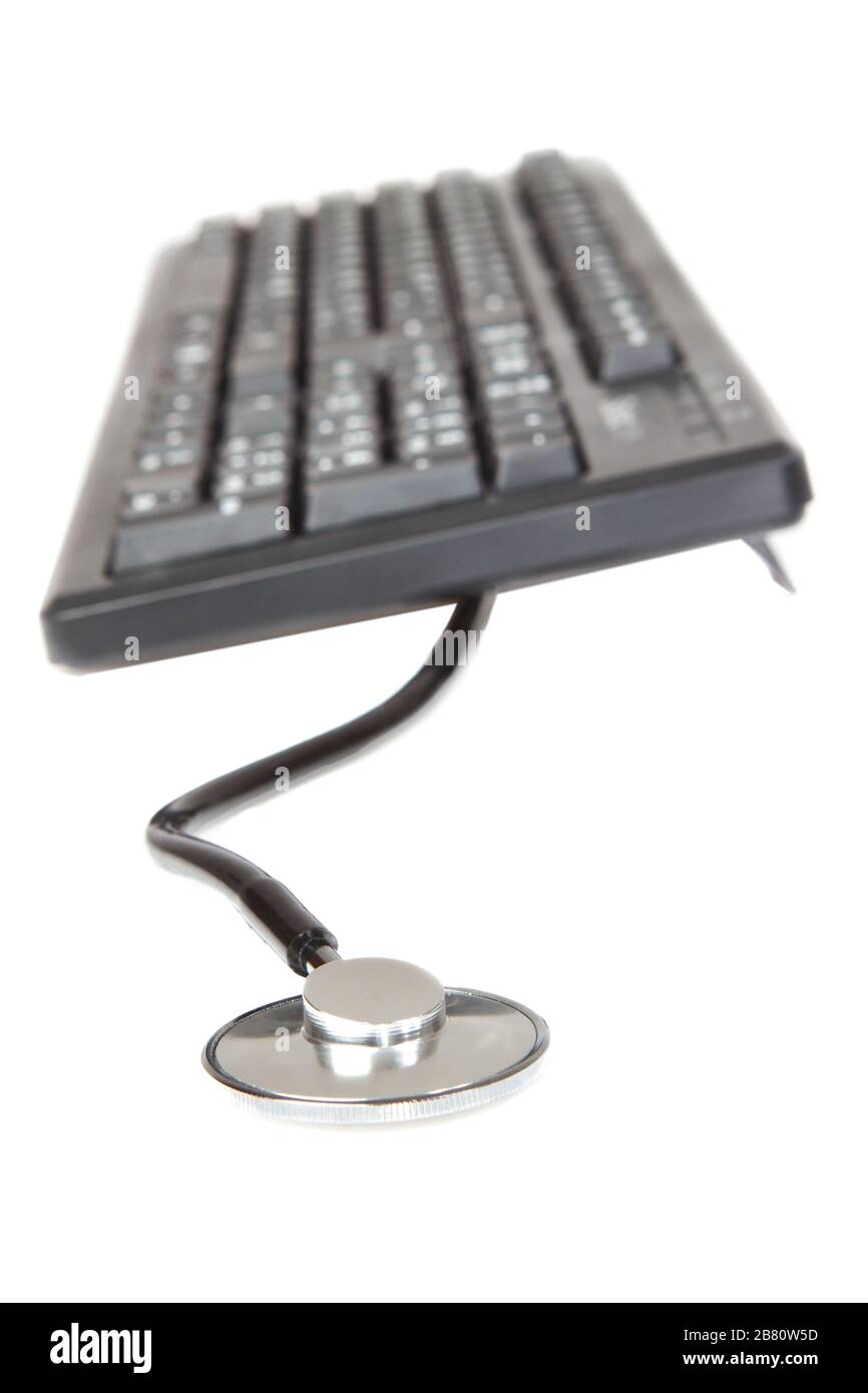 The concept of the image, the tool a programmer, keyboard. On a white ...