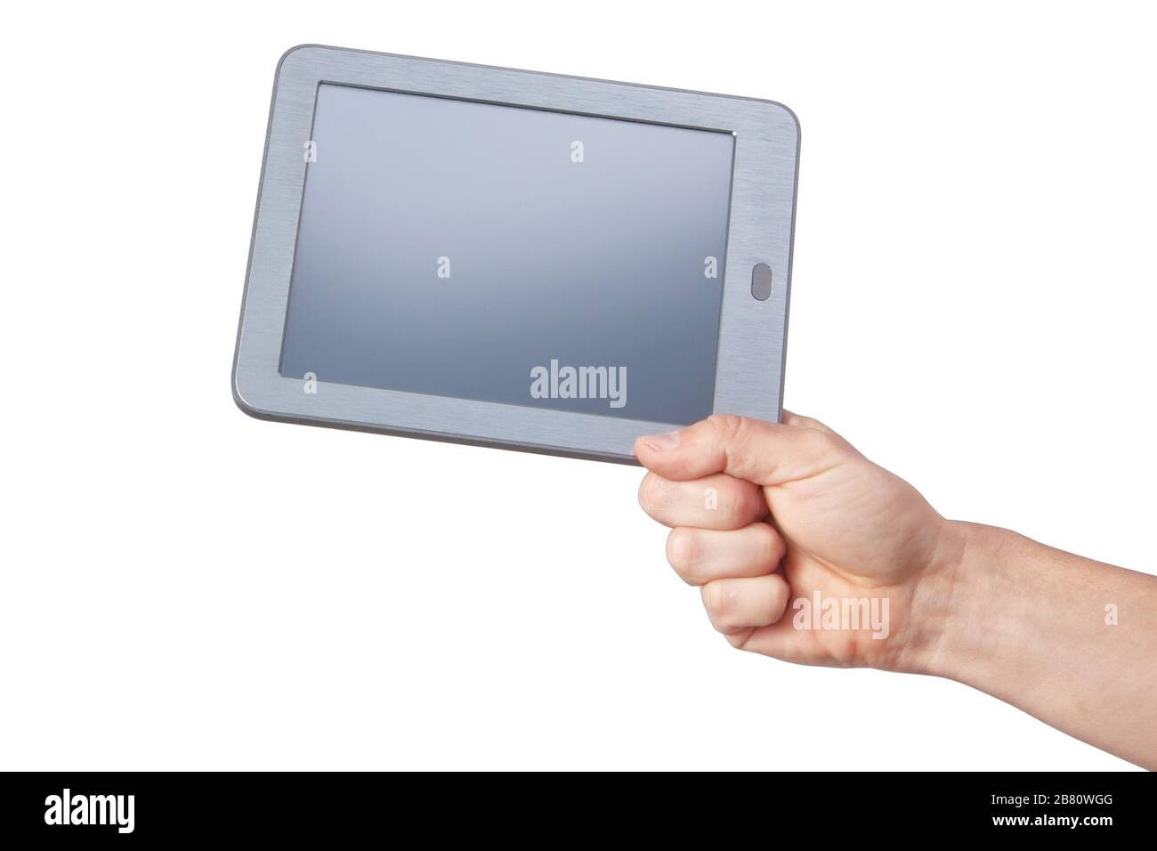 Tablet with a clean screen in hand on a white background Stock Photo ...