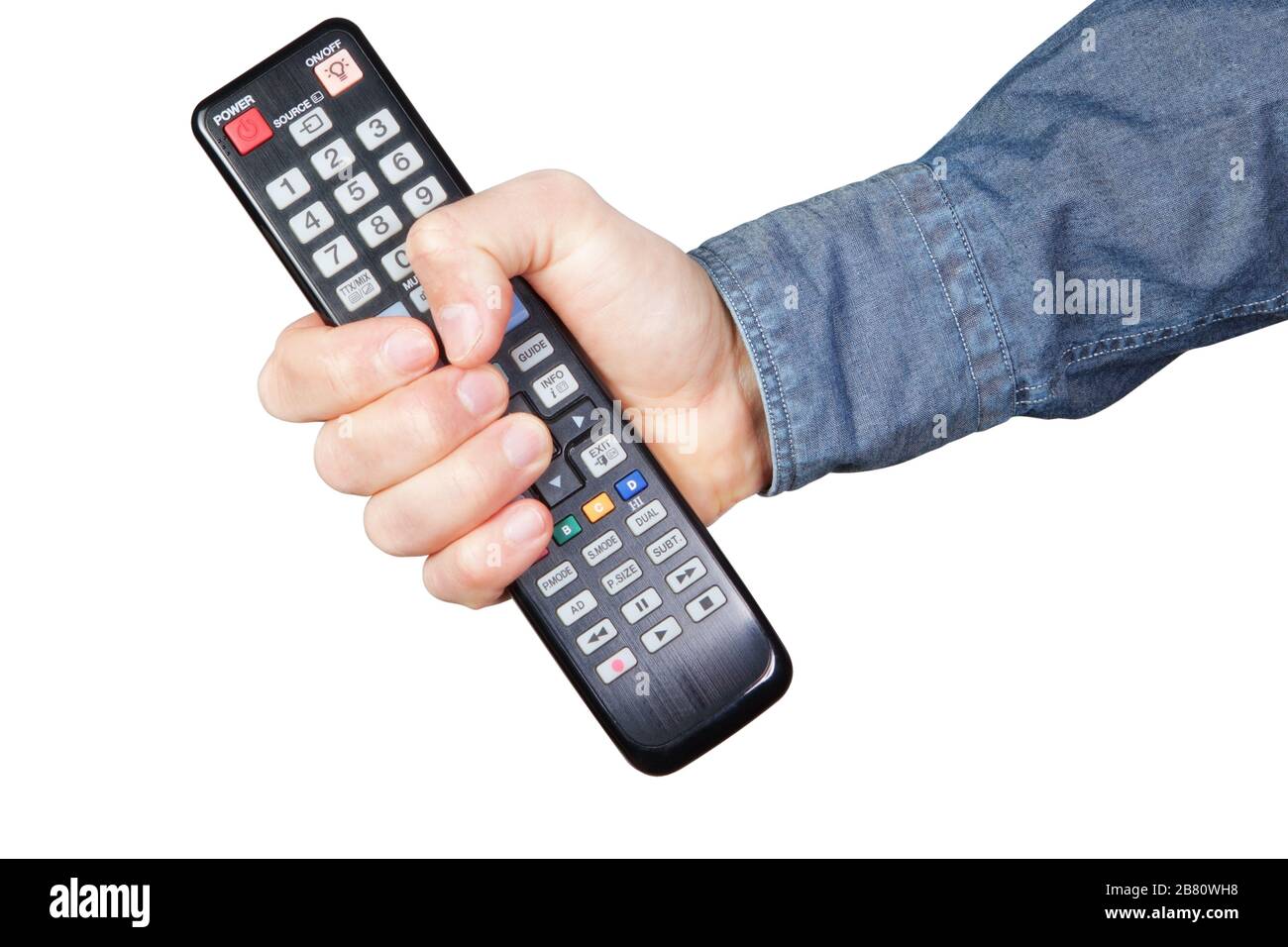remote for tv clamped in the hand Stock Photo - Alamy