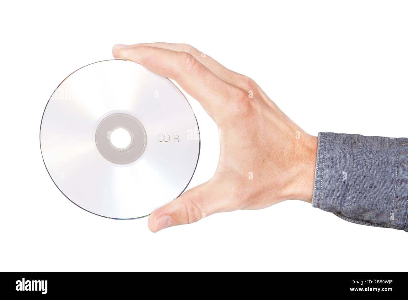 The disc cd in hand. On a white background Stock Photo - Alamy