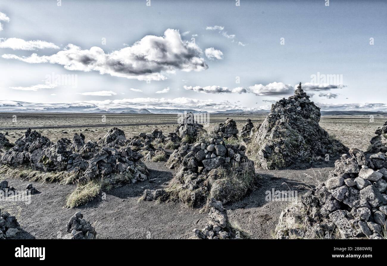 vulcanic landscape with vulcanos and craters in the northern Ihighland ...