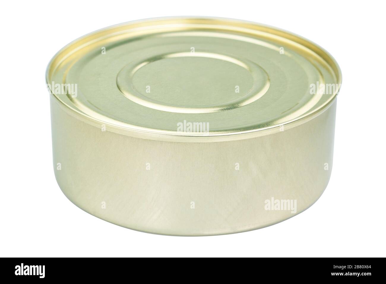 Round tin of meat. Close-up on a white background Stock Photo - Alamy