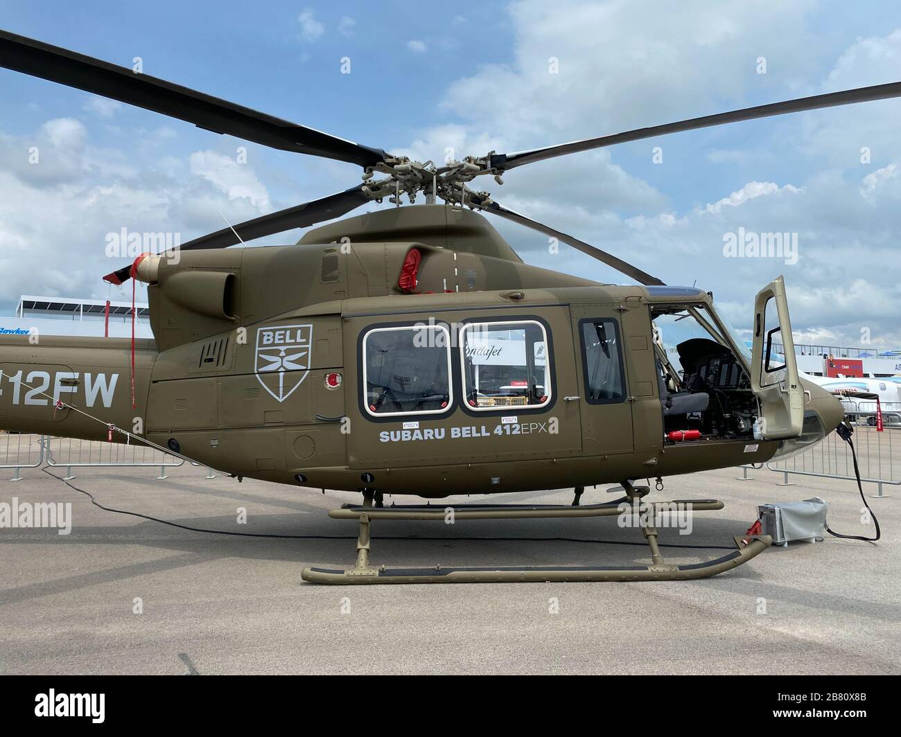 Singapore - Feb 12, 2020. Subaru Bell 412EPX helicopter standing for ...