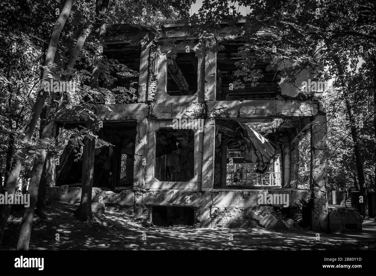 Exterior of ruined new barracks of Military Transit Depot at ...