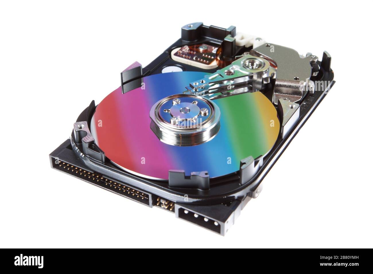 disassembled hard disk on a white background Stock Photo - Alamy