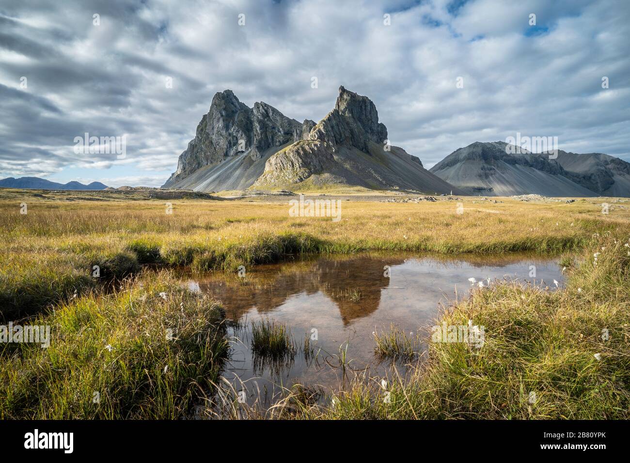 Eystrahorn mountain in south eastern Iceland in autumnal evening ...
