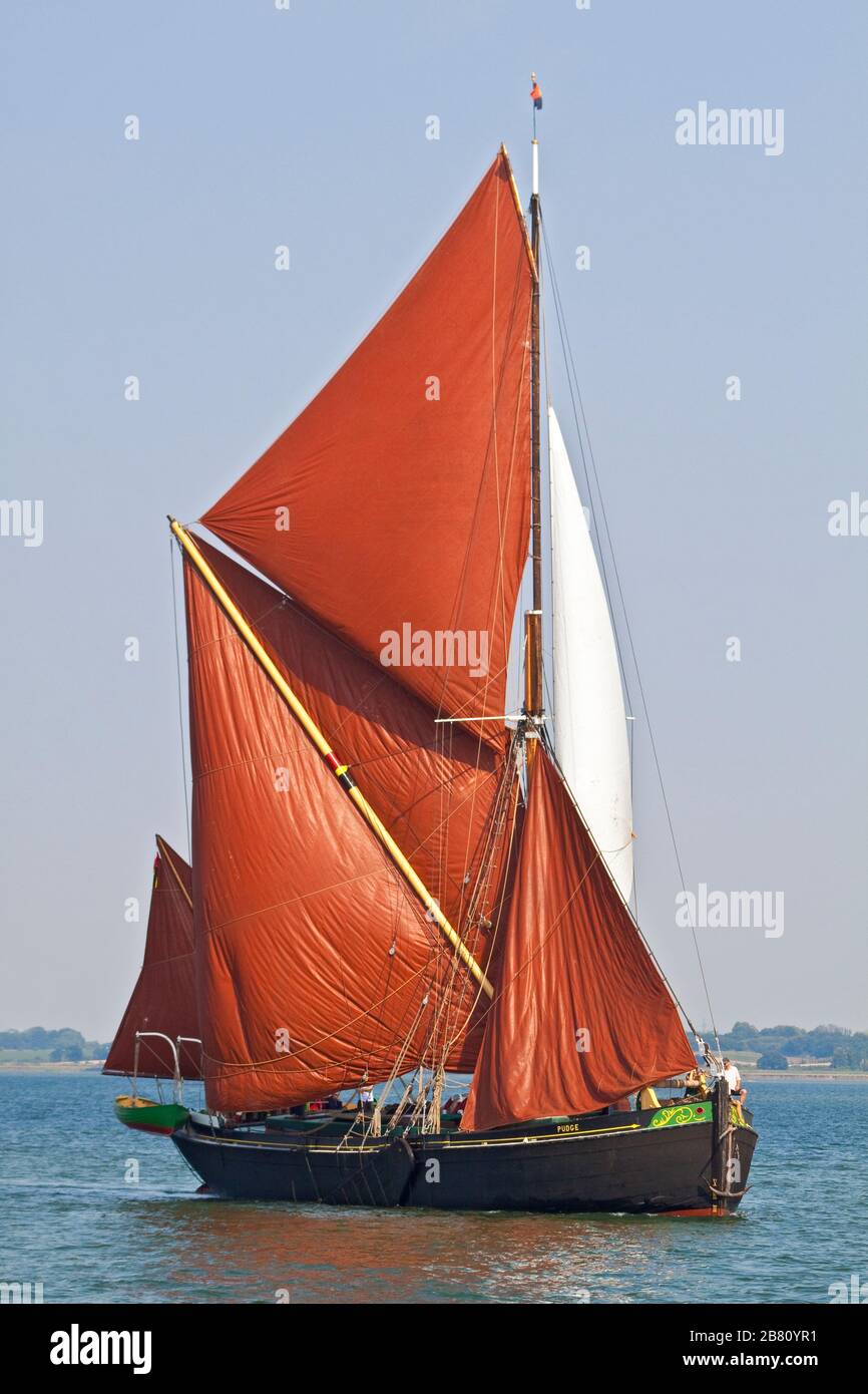 The Thames sailing barge Pudge, a Dunkirk little ship, in full sail ...