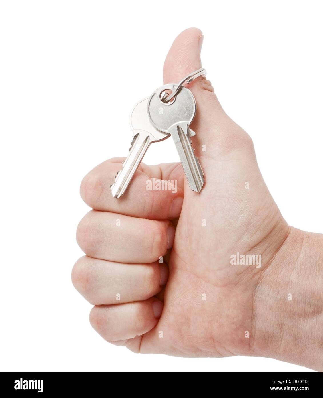hand with the keys on a white background Stock Photo - Alamy