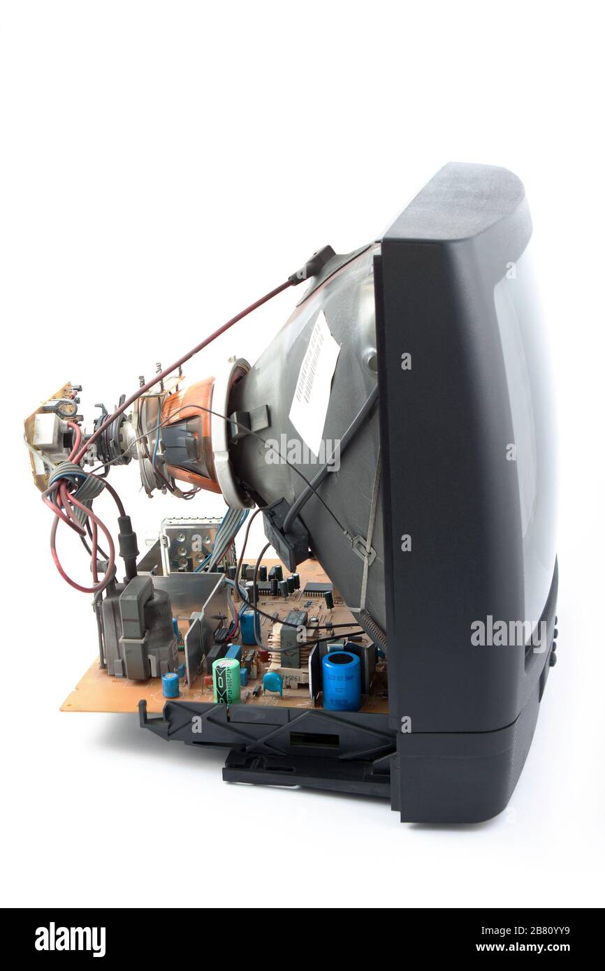 disassemble crt television on a white background Stock Photo - Alamy