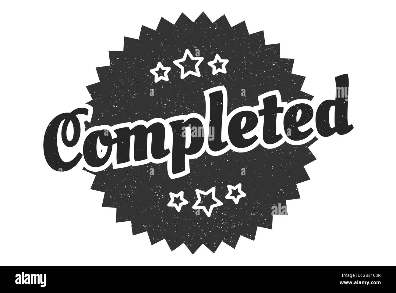 completed sign. completed round vintage retro label. completed Stock ...