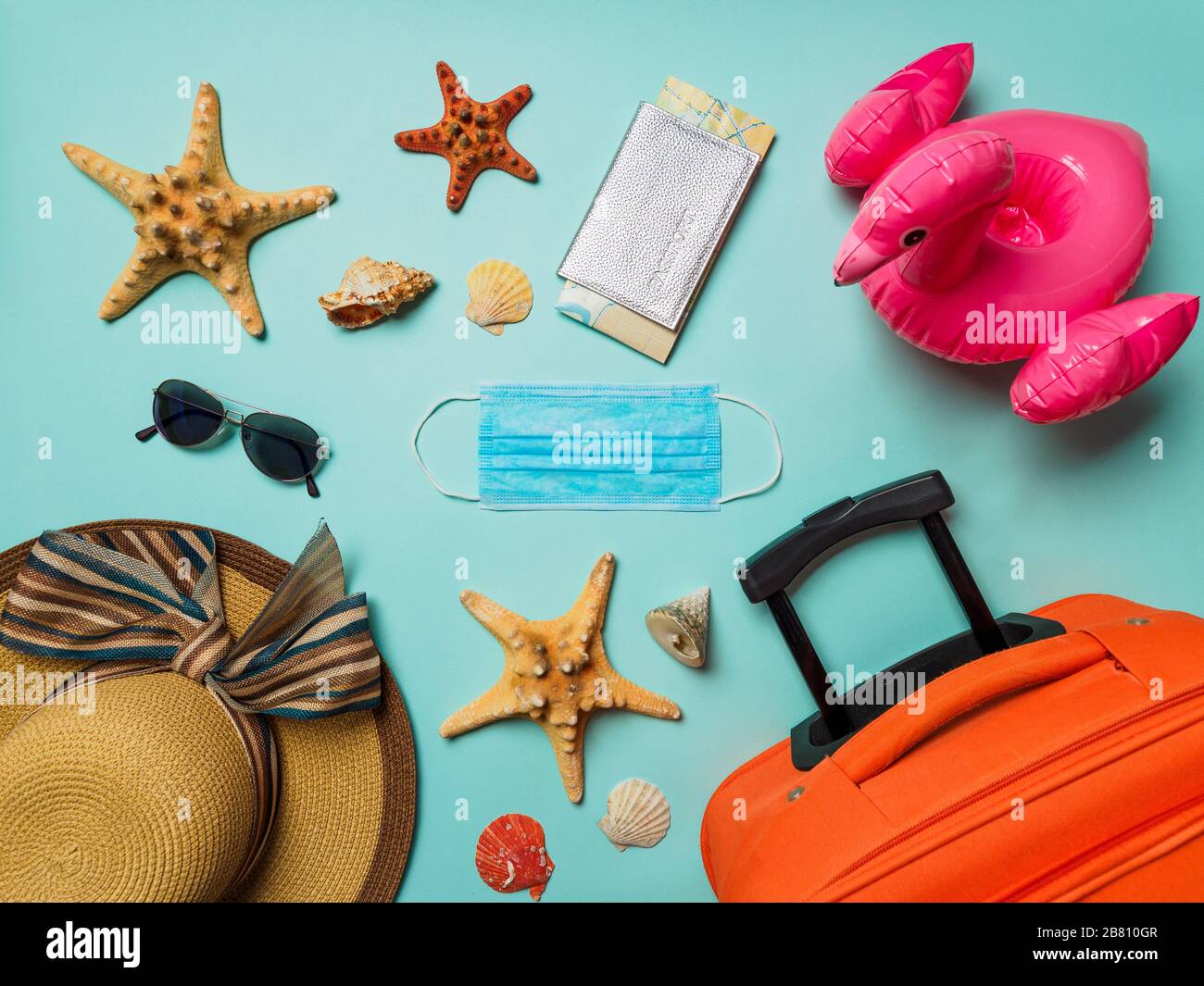 Coronavirus covid-19 and travel concept. Summer vacation and beach rest ...