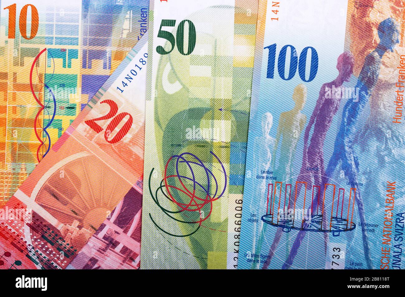 Swiss money - Francs a business background Stock Photo - Alamy