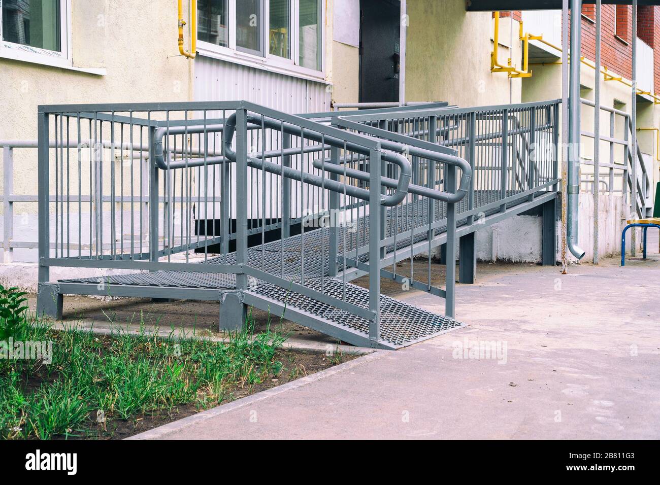 Ramp for the disabled at the entrance to the entrance of a residential ...