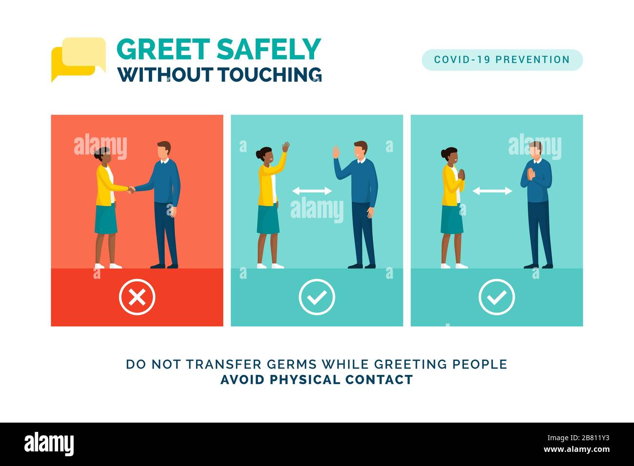 Alternative safe greetings to avoid physical contact and to practice ...