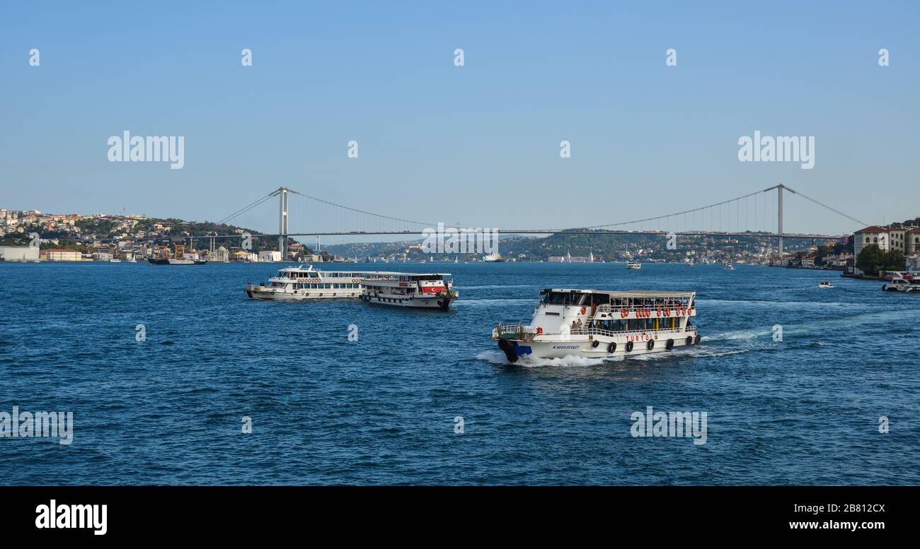Istanbul, Turkey - Sep 28, 2018. View of Bosphorus Strait in Istanbul ...