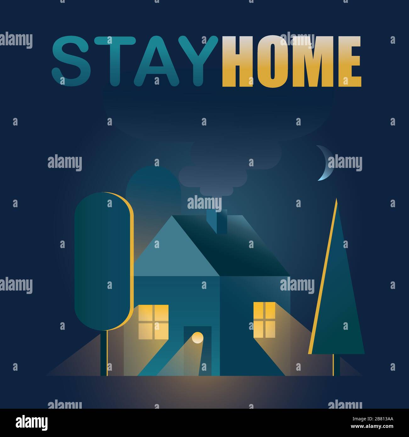 Stay home. Isolation at home to prevent coronavirus epidemic. Modern ...