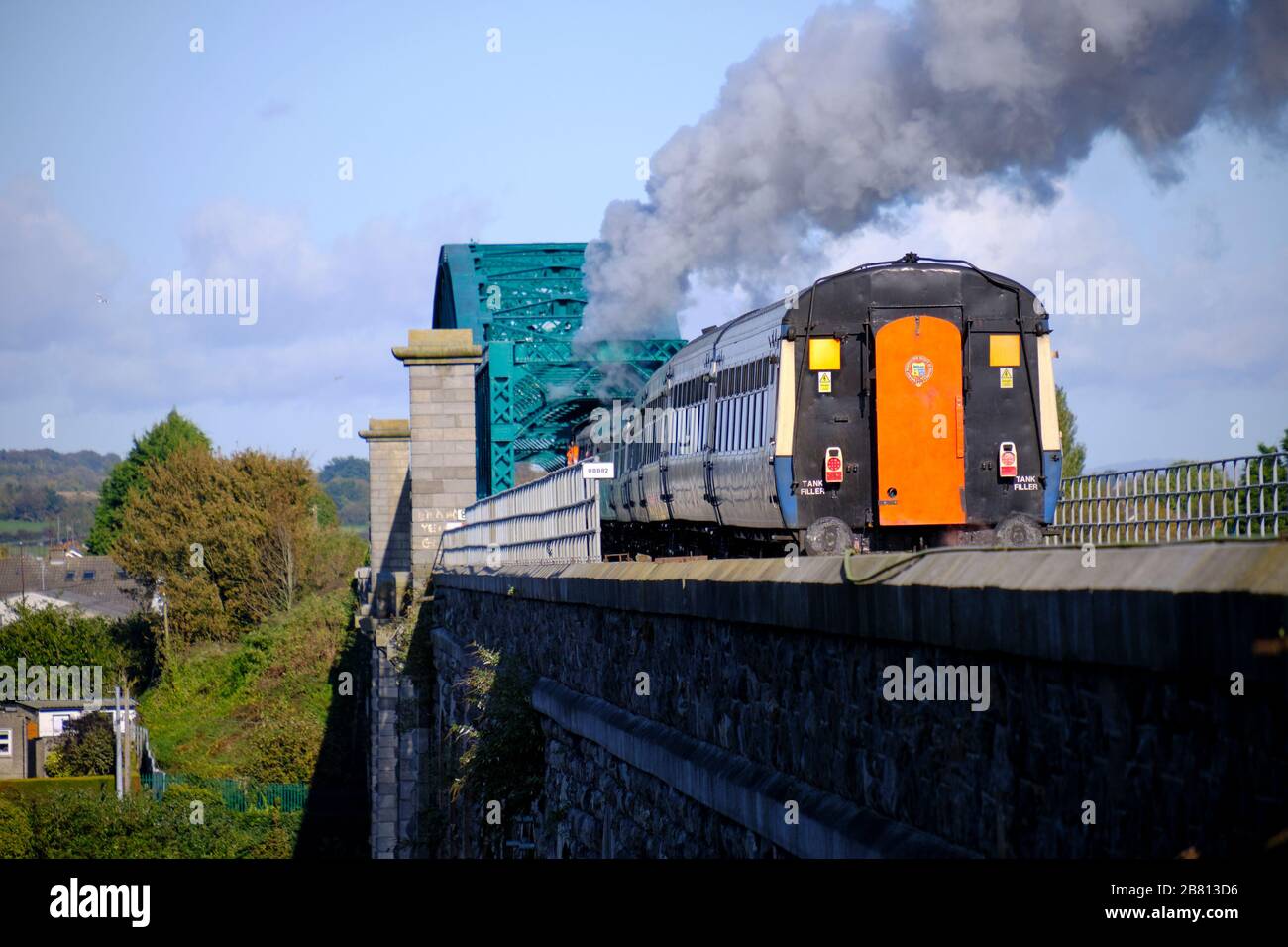 NO 85 Merlin Steam train making its way on Drogheda viaduct with plume ...