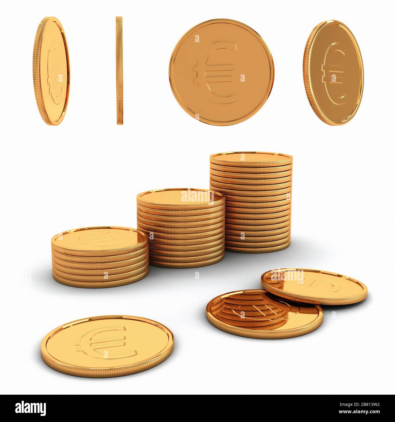 3D rendering different sizes and lying on a table on a white background ...