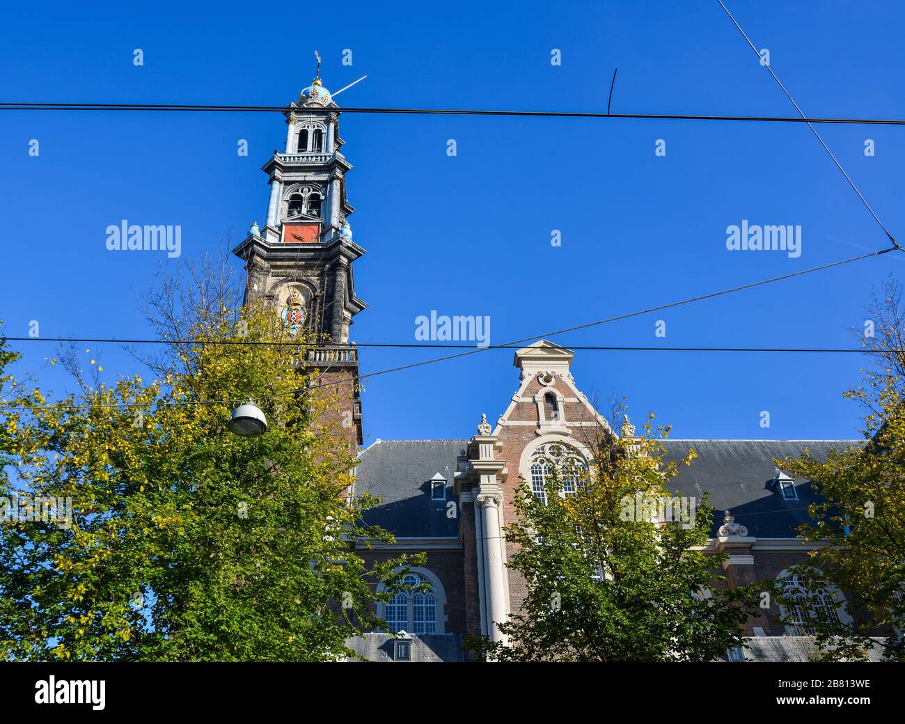Ancient church at downtown in Amsterdam, Holland. Amsterdam known for ...