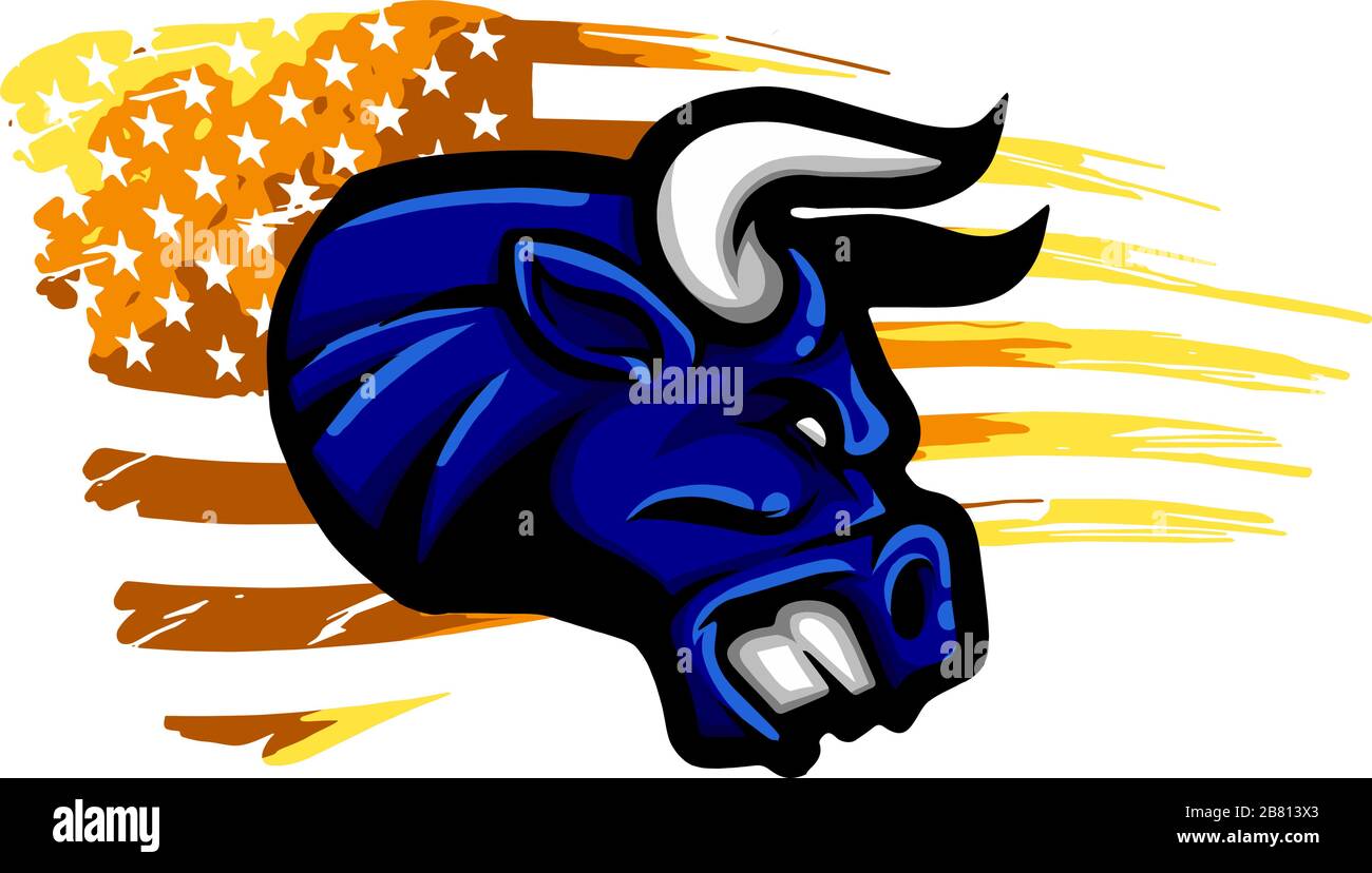 Grunge texture of bull head or cow with usa flag Stock Vector Image ...