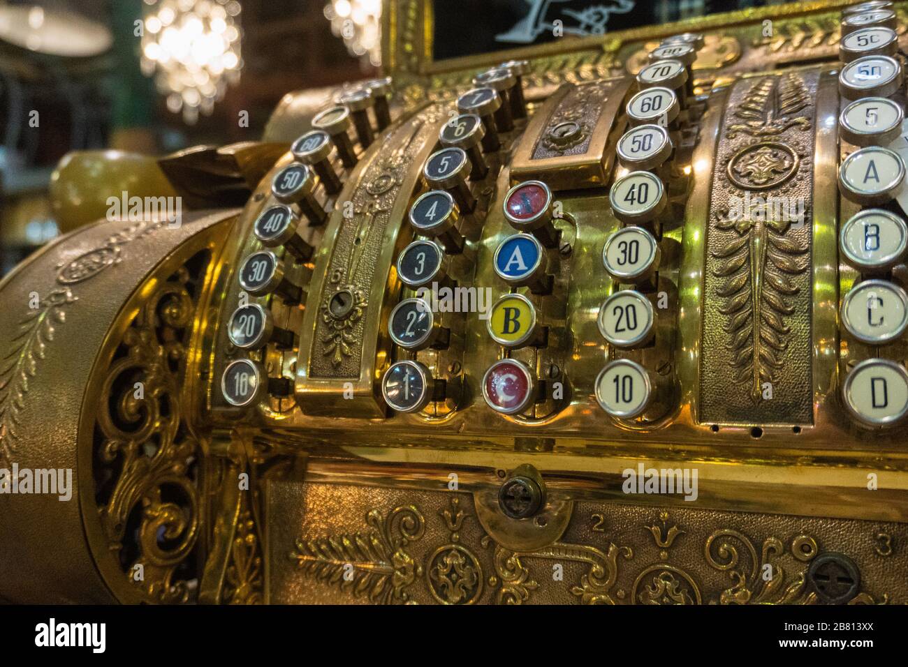 Antique Copper Cash Register Buttons Stock Photo - Alamy