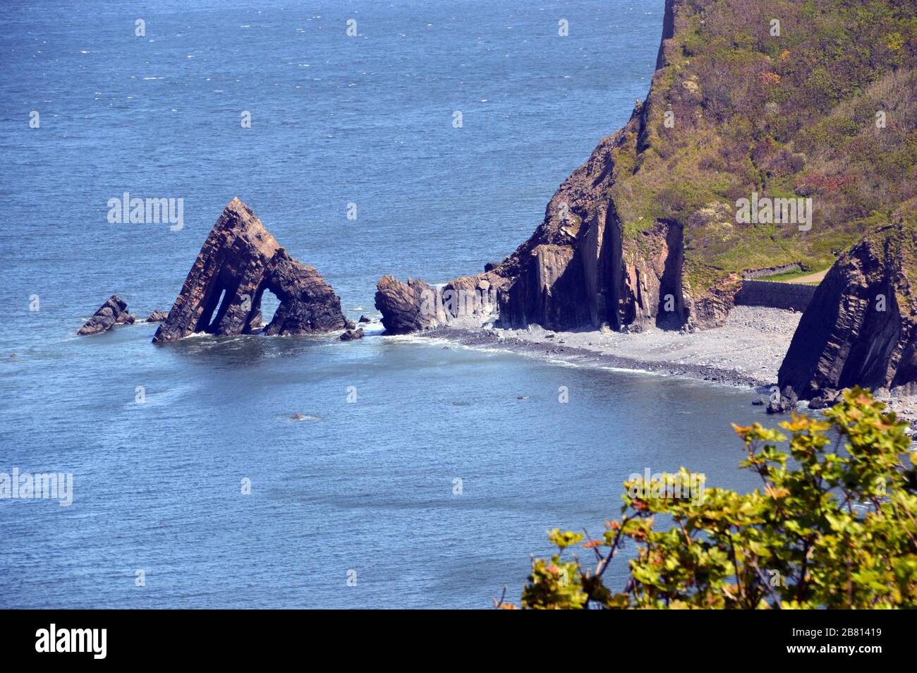 Mouthmill Beach and the Natural Double Sea Arch of Blackchurch Rock ...